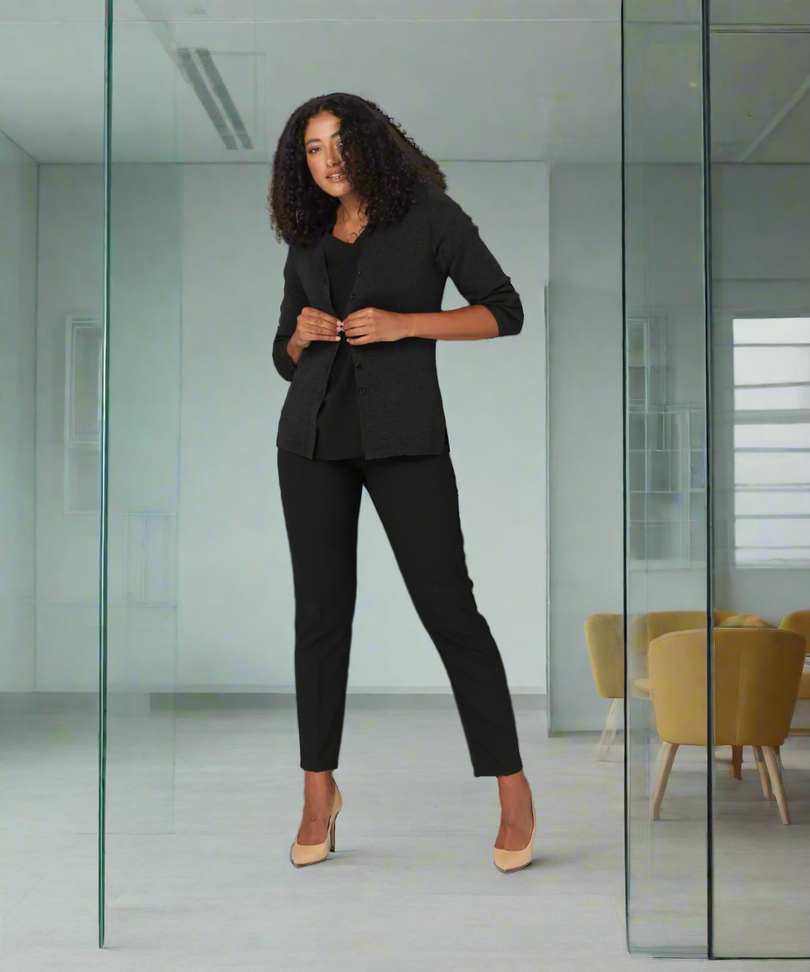 WB410-CHA Australian Made single button cardigan - CD Uniforms